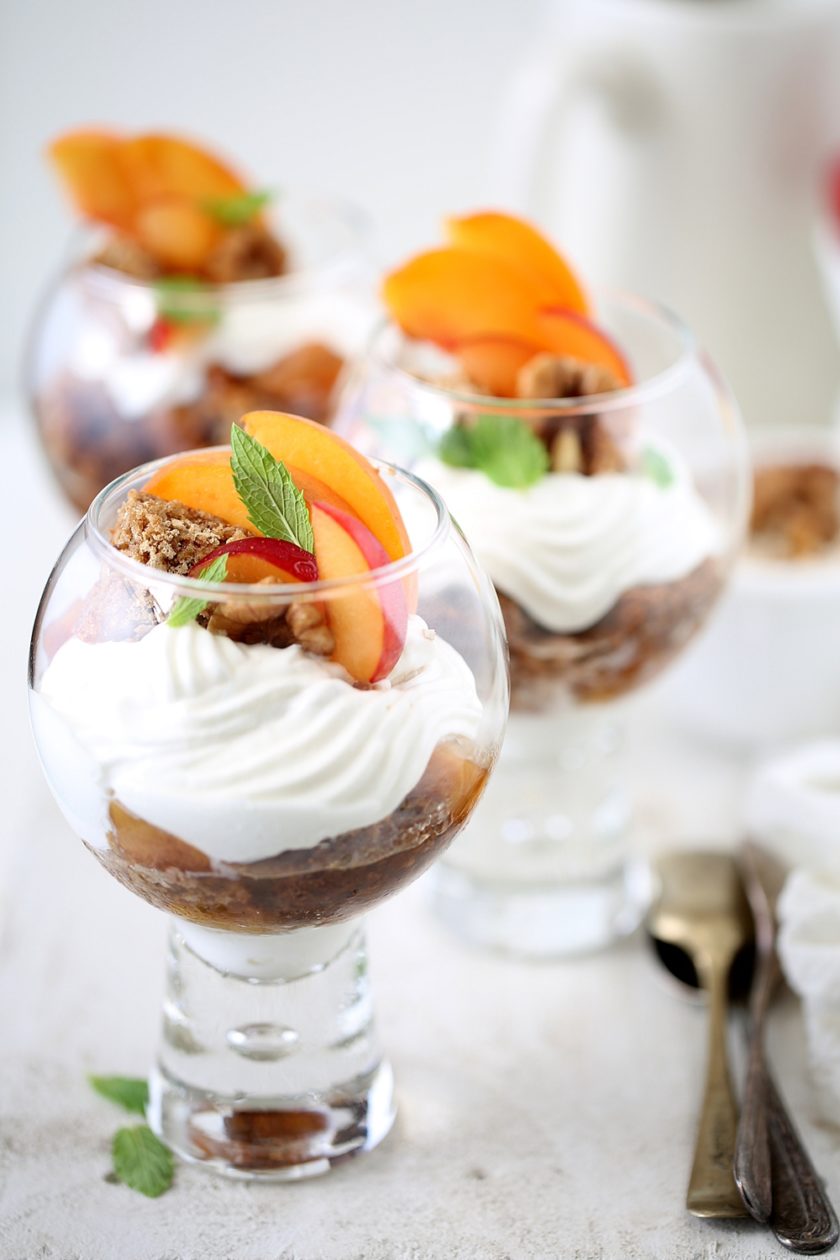 Oat Walnut Trifle Bowls with Roasted Stone Fruit ... bowls of happiness ...