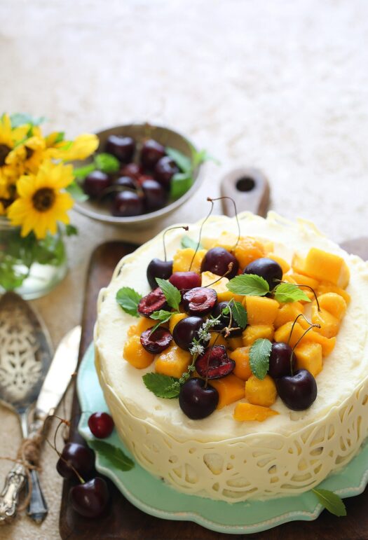 Fresh Mango Cherry Layered Cake ... #makeitnow - Passionate About Baking